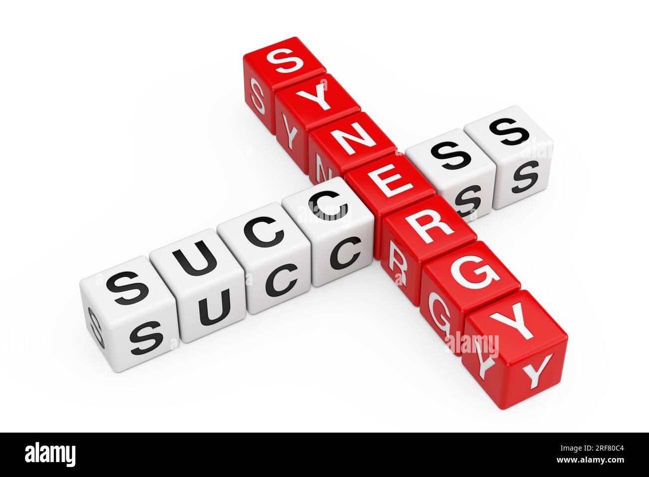 Synergy an Success Sign as Crossword Cube Blocks on a white background ...