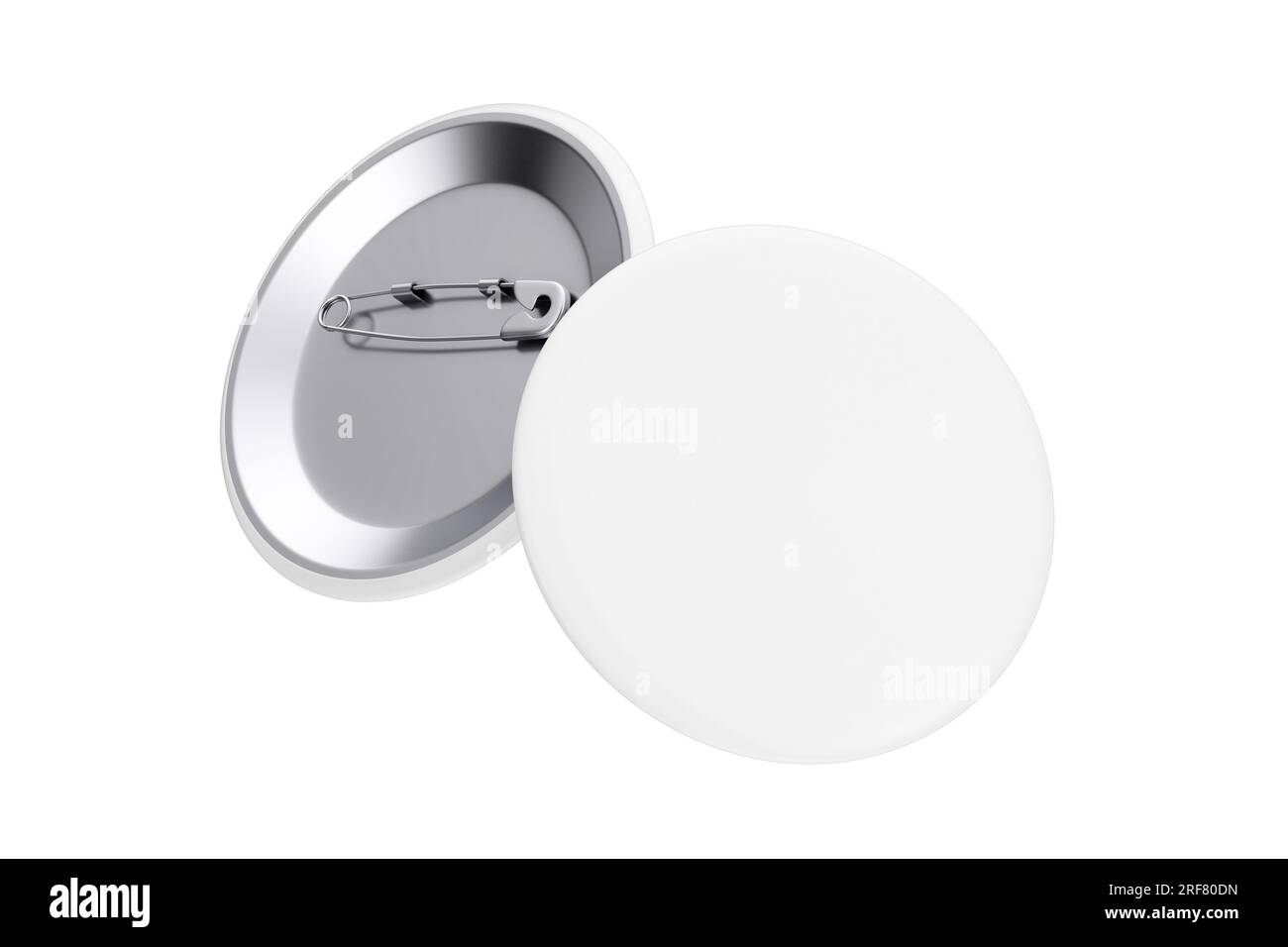 Front and Back View of White Button Badges Mockup on a white background ...