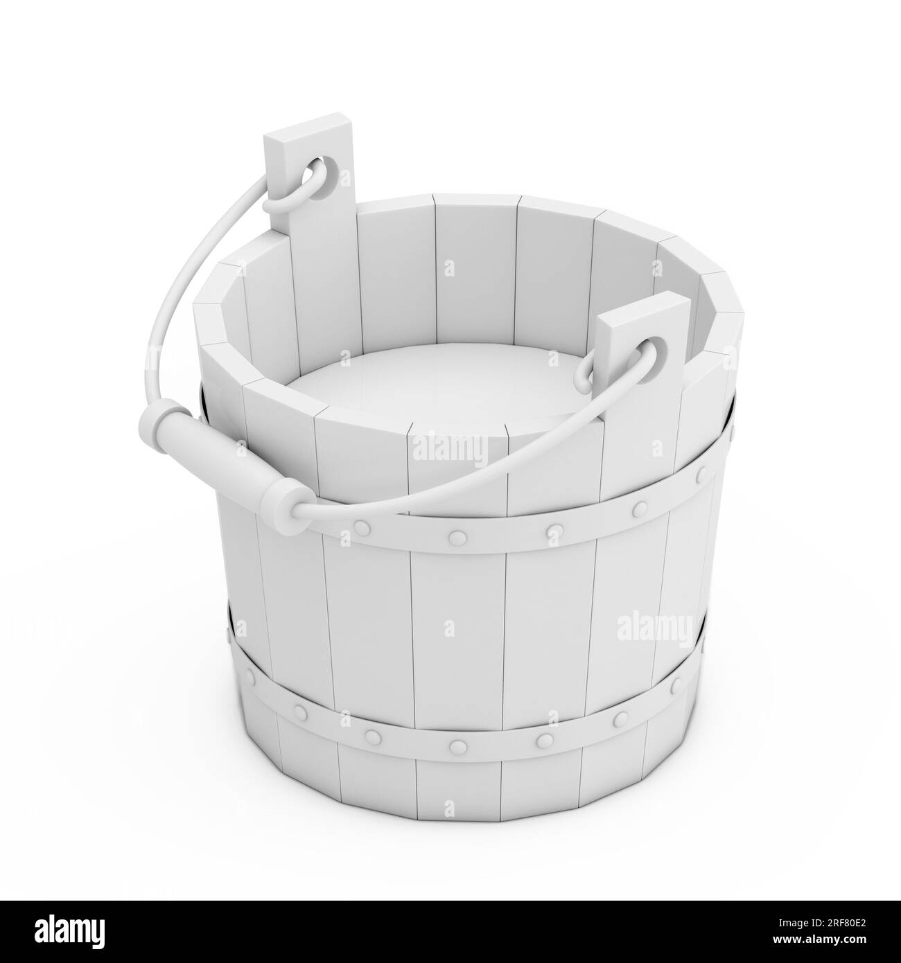 White Bucket Filled with Fresh Milk in Clay Style on a white background ...