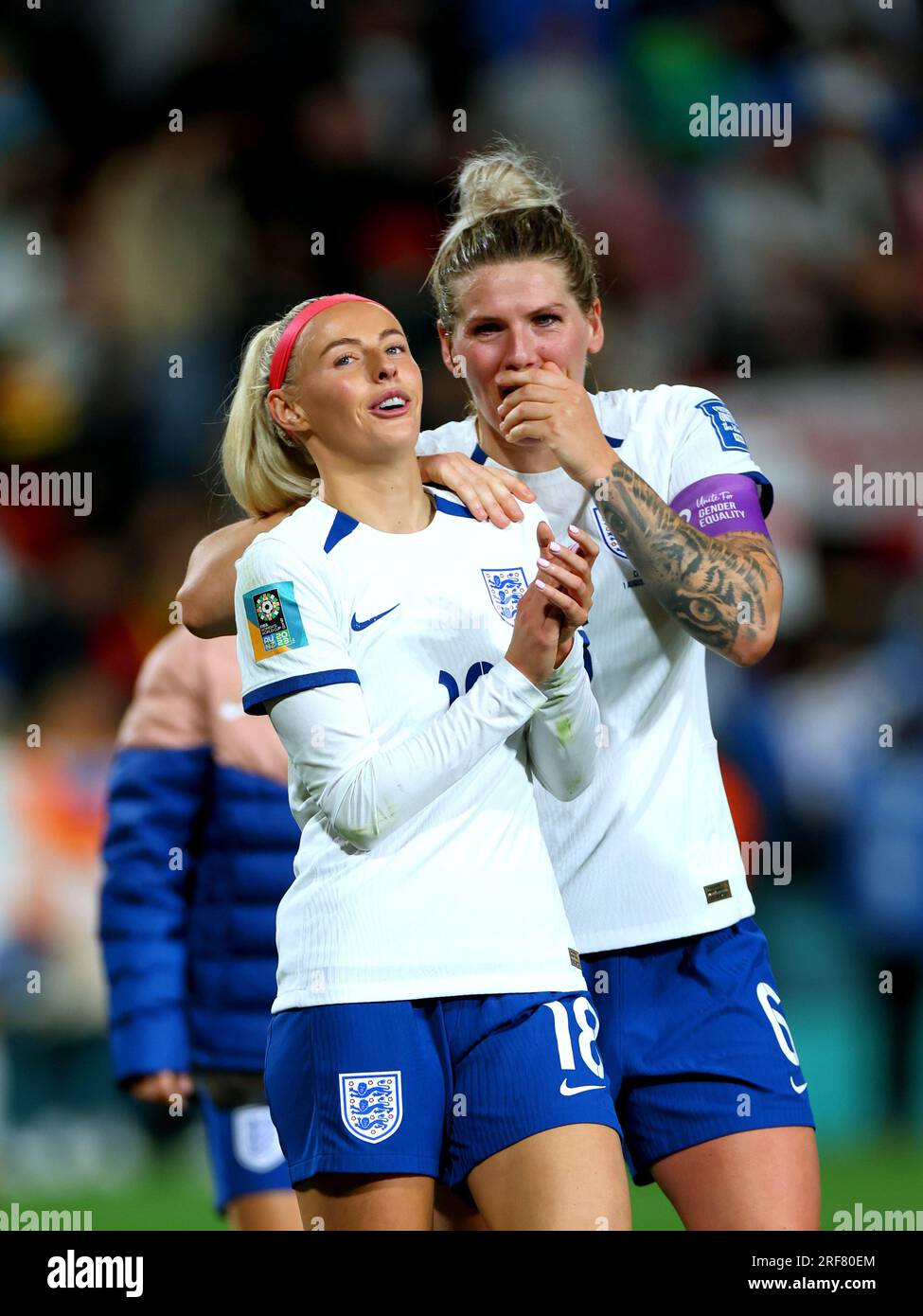 England's Chloe Kelly (left) and Millie Bright at the end of the FIFA ...