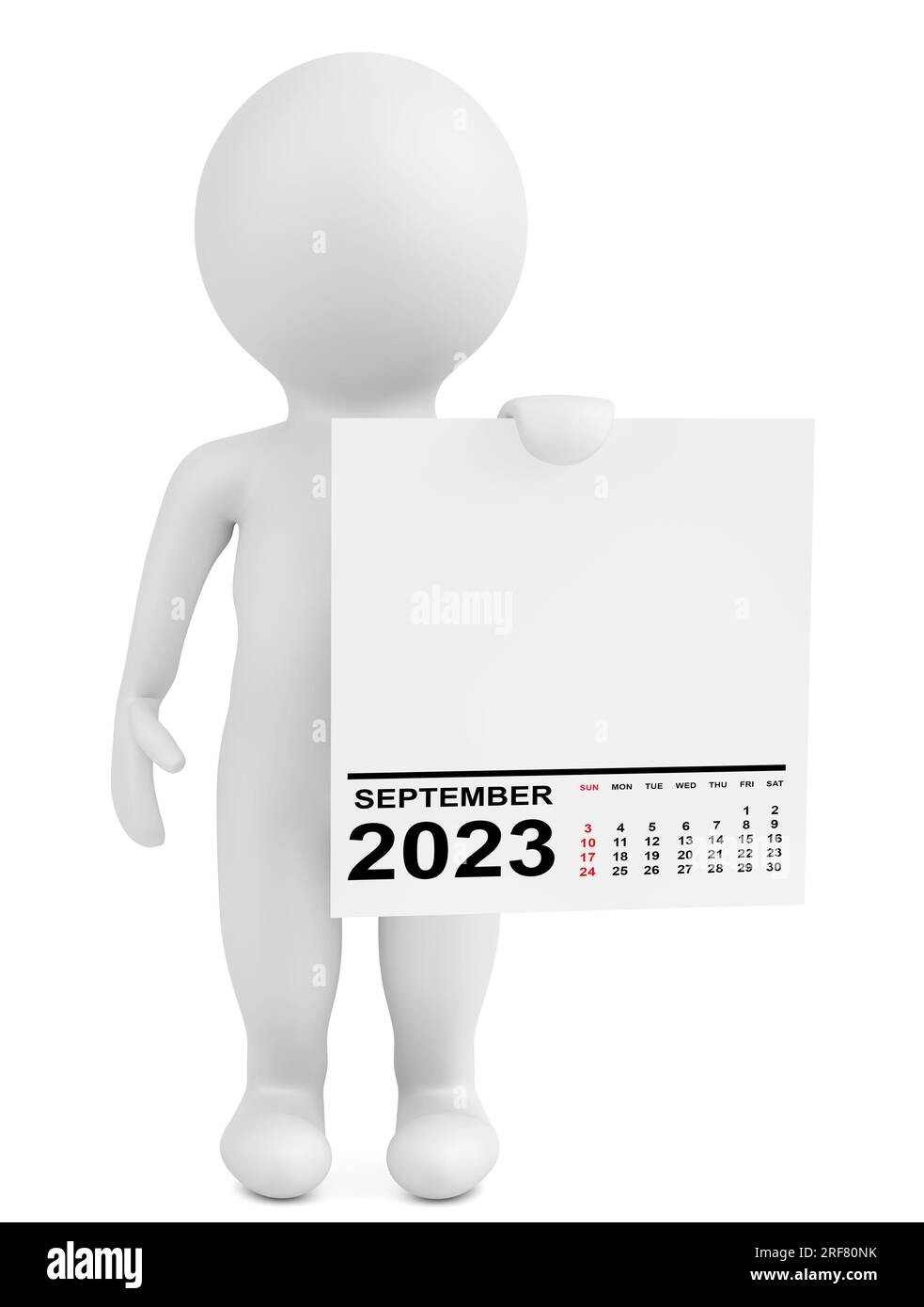 Character Holding Calendar September 2023 Year on a white background ...