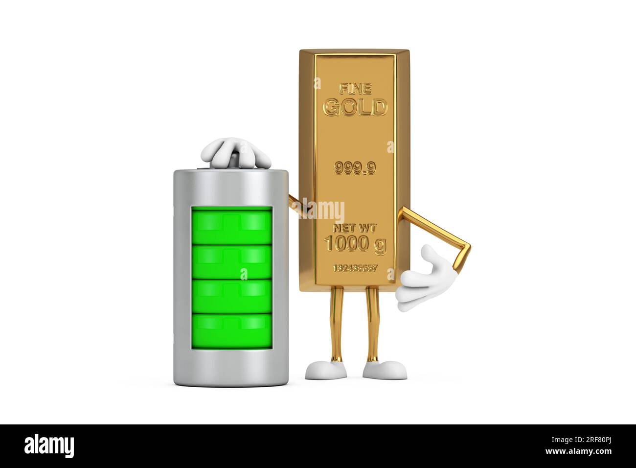 Golden Bar Cartoon Person Character Mascot with Abstract Charging ...