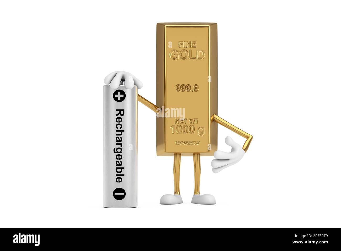 Golden Bar Cartoon Person Character Mascot with Rechargeable Battery on ...
