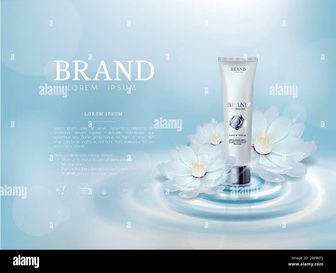 Moisturizing rose/camellia flower cosmetic skin in tube ads template ...