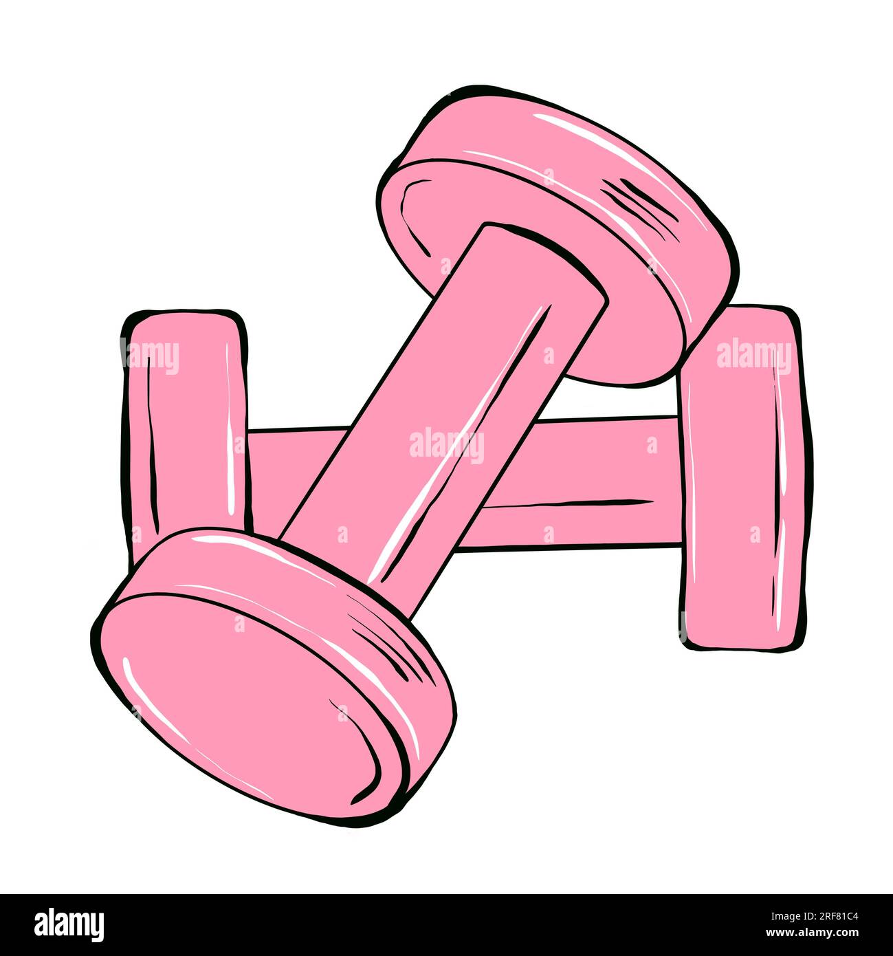 Pink dumbbells isolated on white background. Hand drawn illustration Stock Photo - Alamy