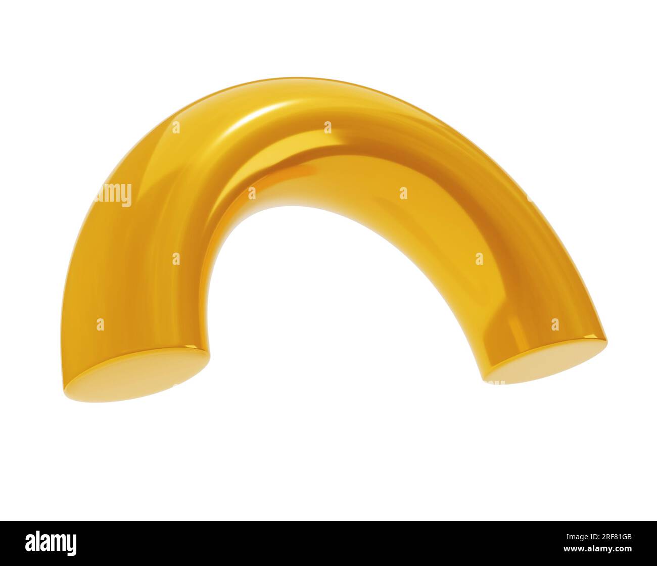 3d dimensional abstract shape semidonut golden metal. Realistic glossy ...