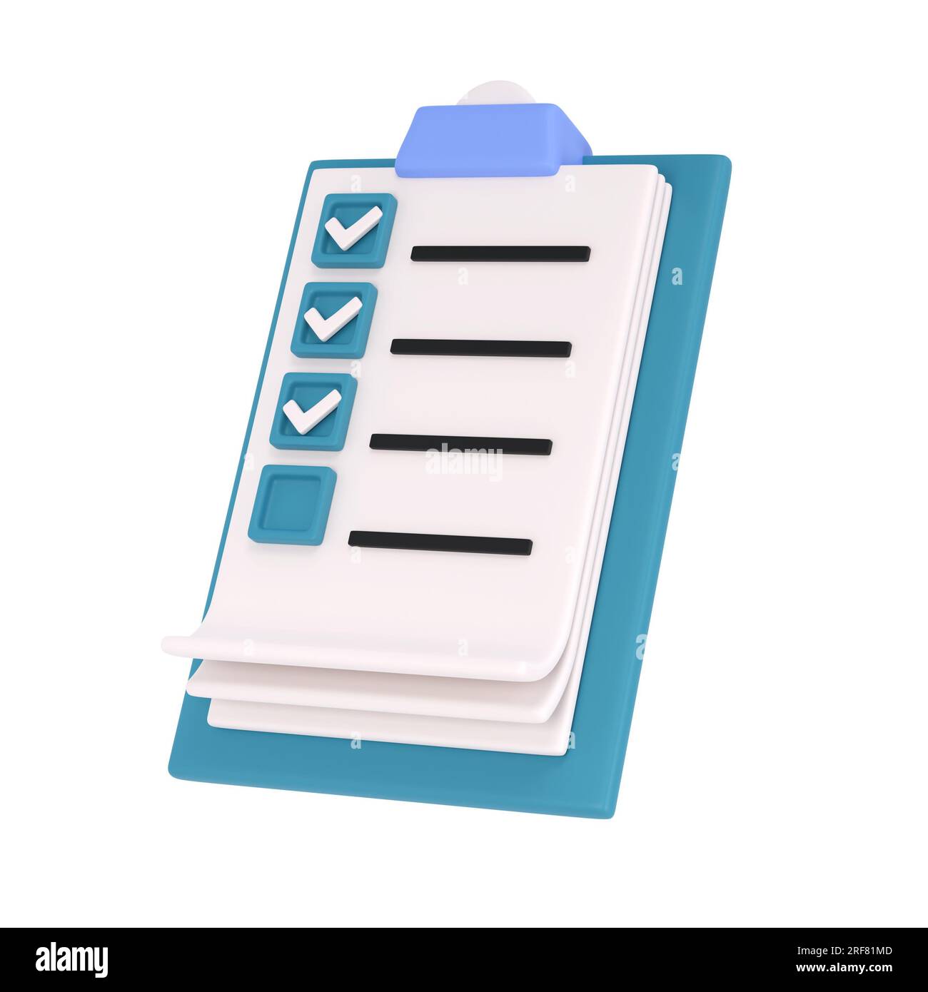 3d white clipboard icon task management todo check list on turquose ...