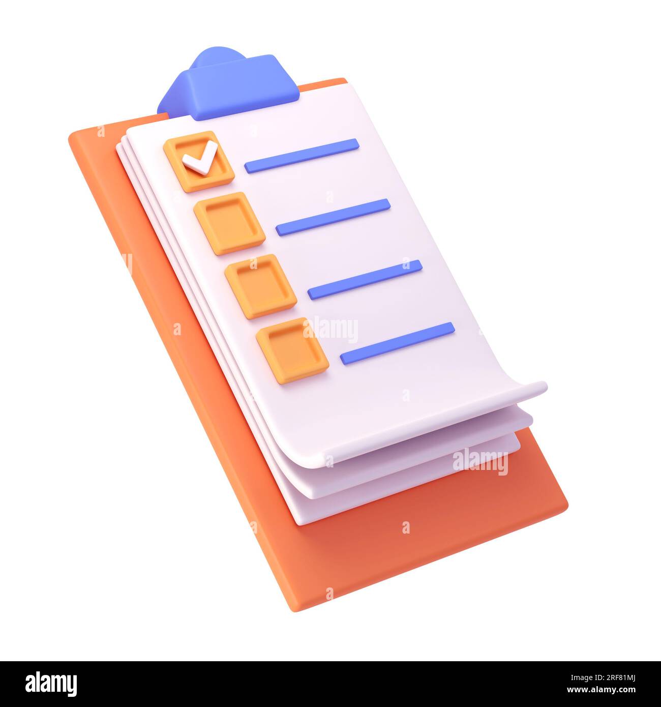 3d white clipboard icon task management todo check list on orange plane ...