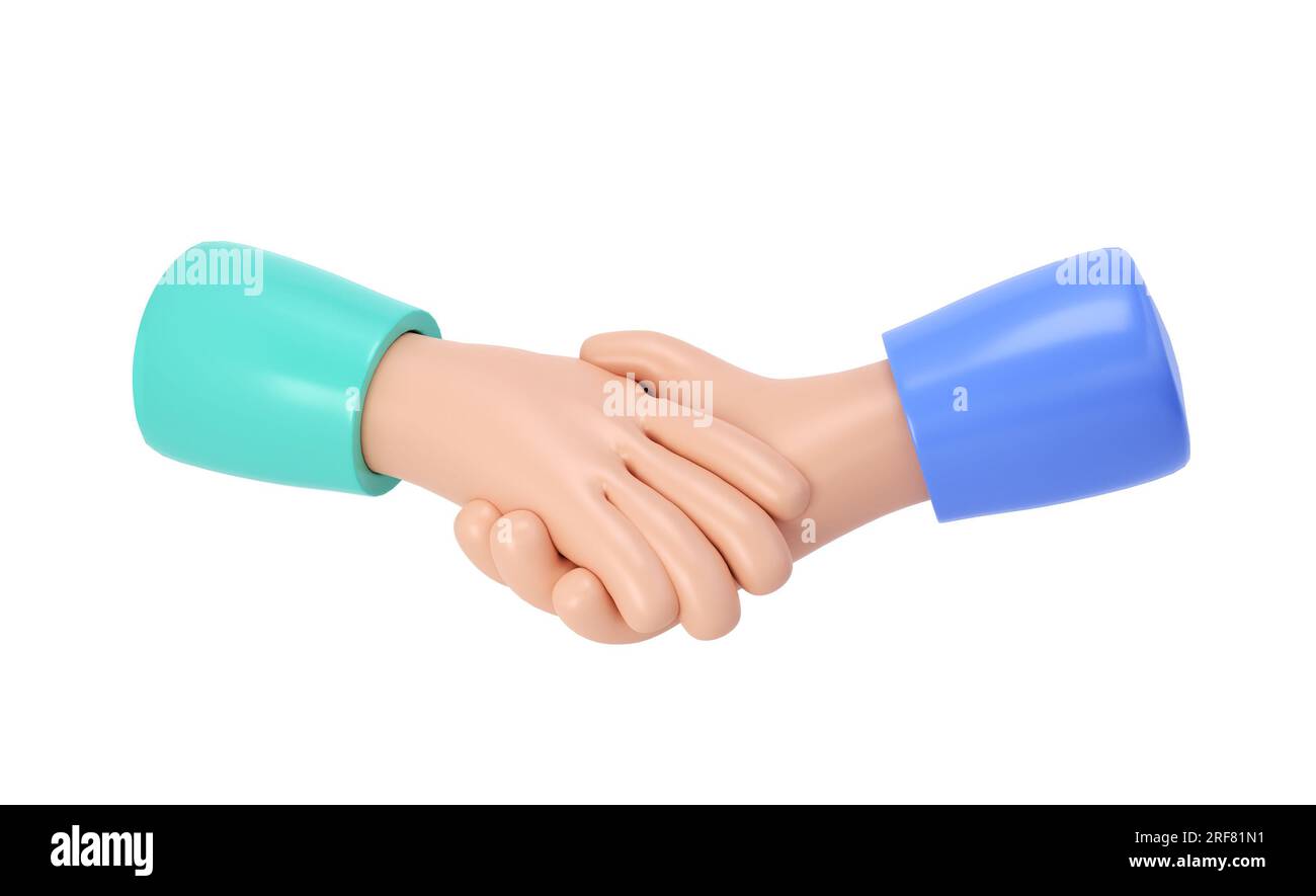 3d illustration hand. Deal icon. Cartoon character handshake. Business ...