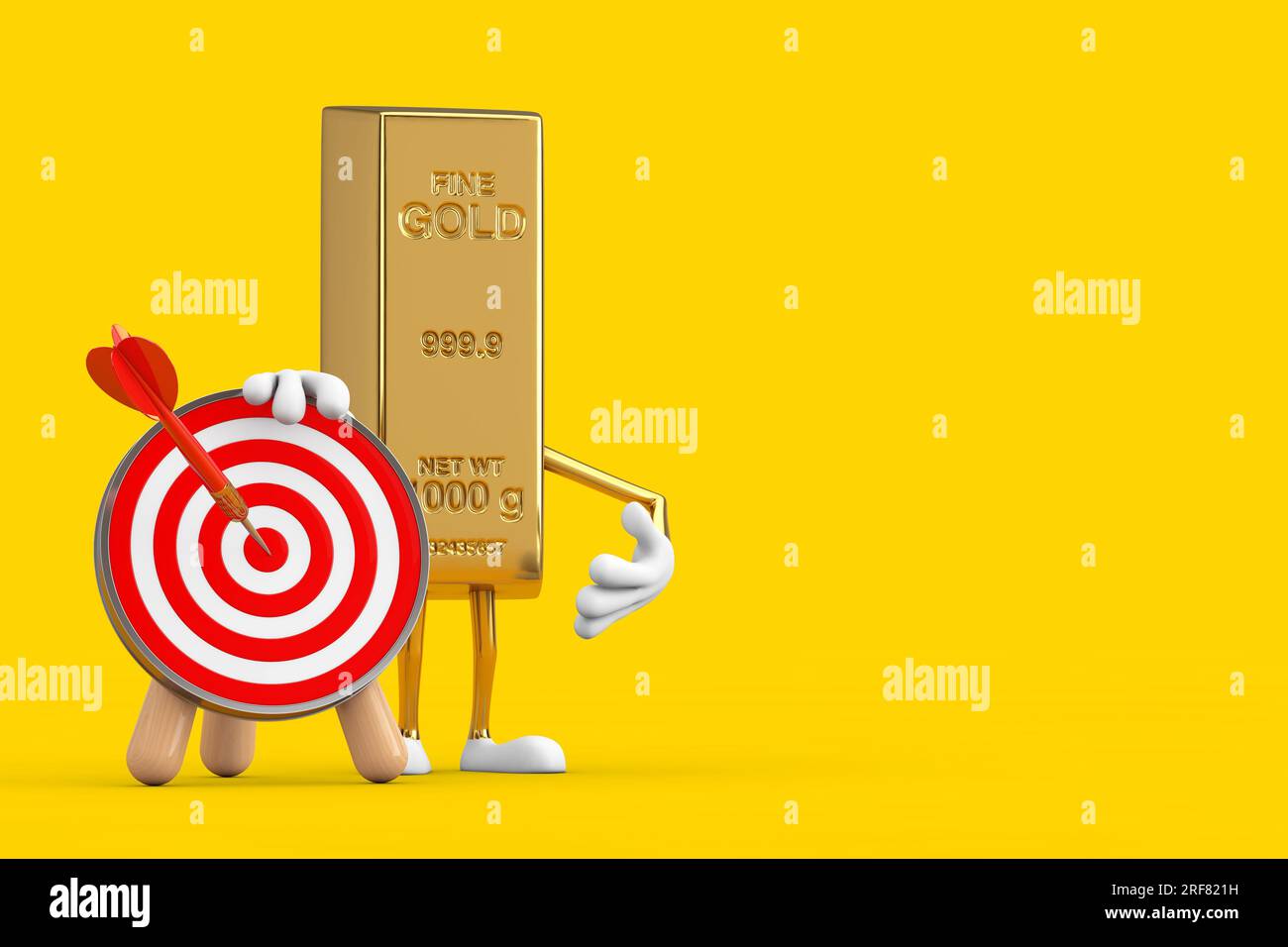 Golden Bar Cartoon Person Character Mascot with Archery Target and Dart ...