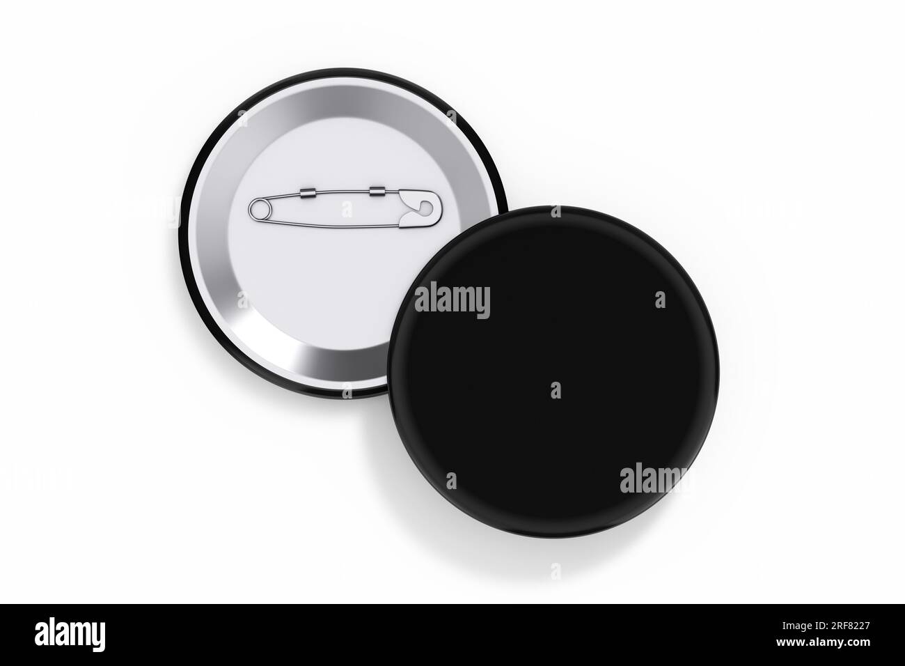 Front and Back View of Black Button Badges Mockup on a white background ...