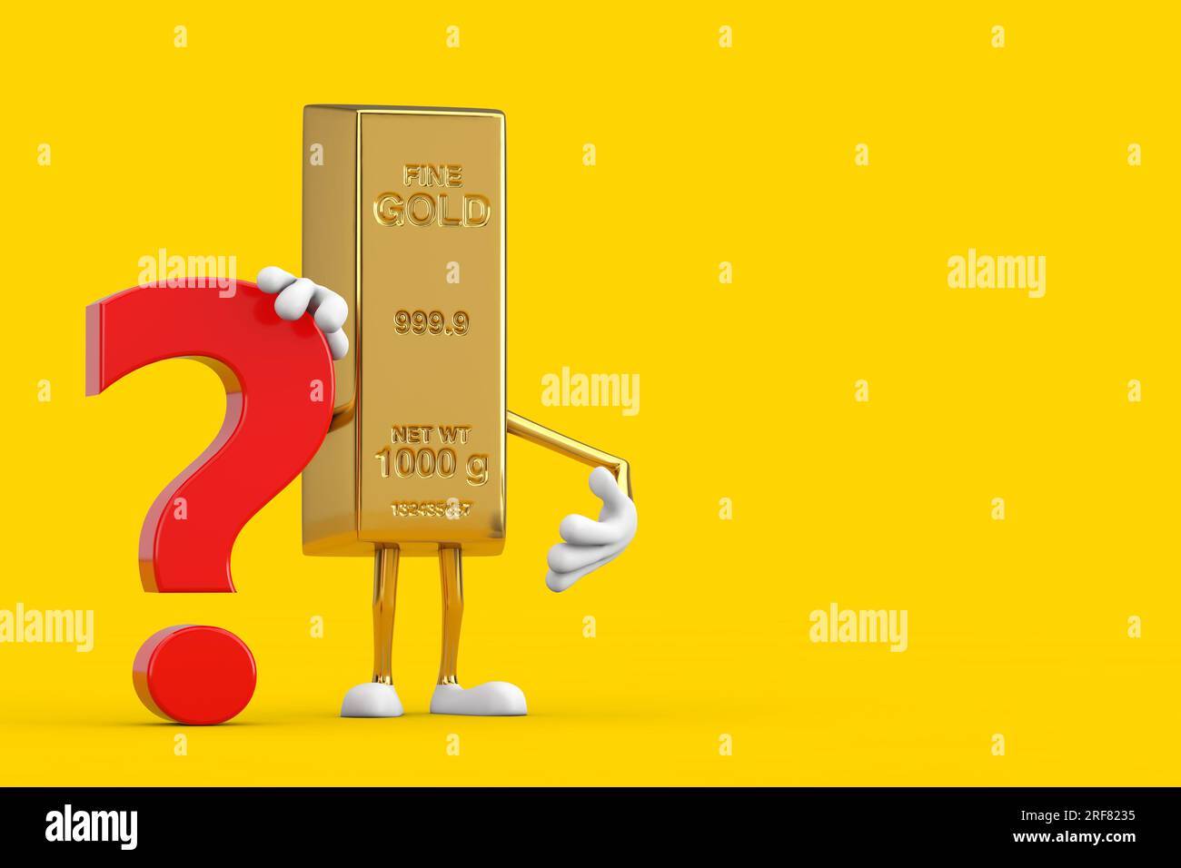 Golden Bar Cartoon Person Character Mascot with Red Question Mark Sign ...
