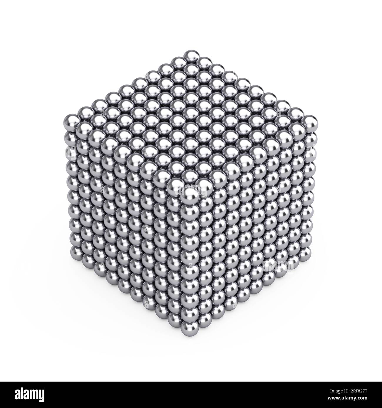 Abstract Stack of Chrome Metal Spheres Balls in Shape of Cube on a ...