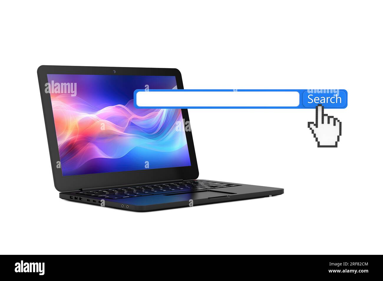 Modern Laptop with Internet Search Bar Engine Browser Window on a white ...