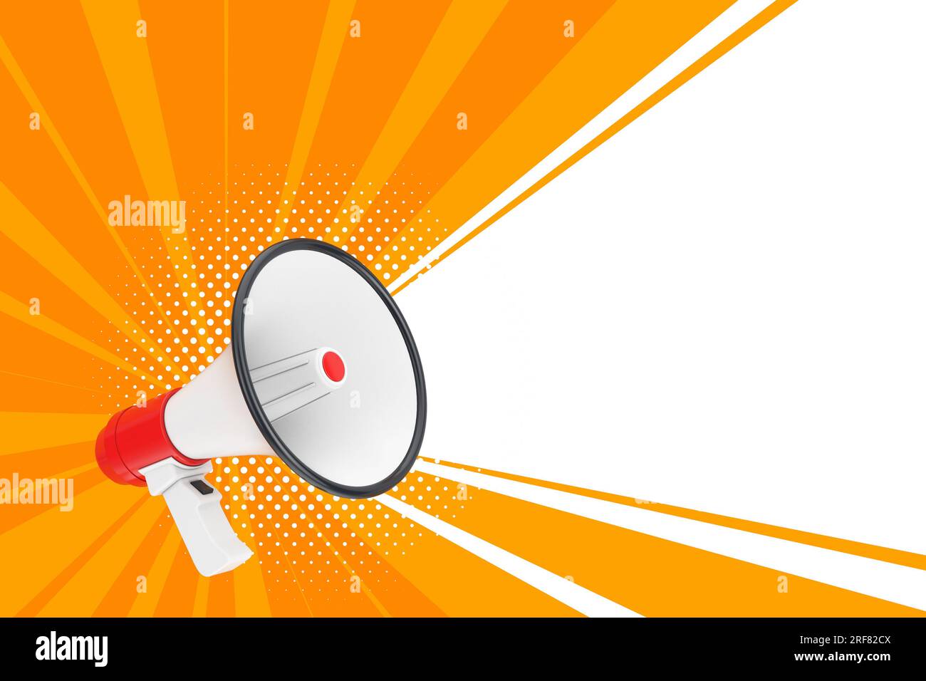 Red Retro Megaphone with Free Space for Your Design on a yellow ...