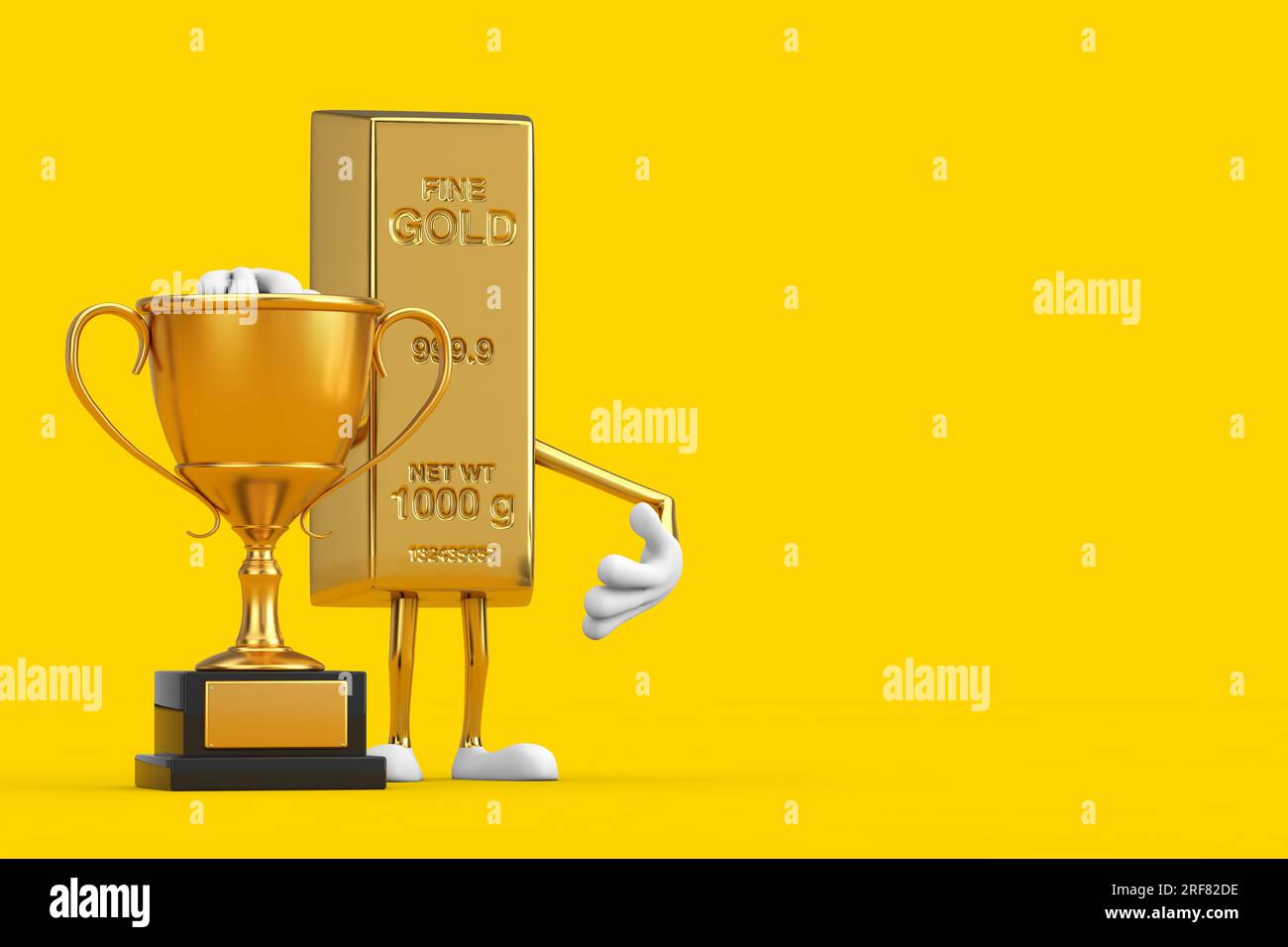 Golden Bar Cartoon Person Character Mascot with Golden Award Trophy on ...