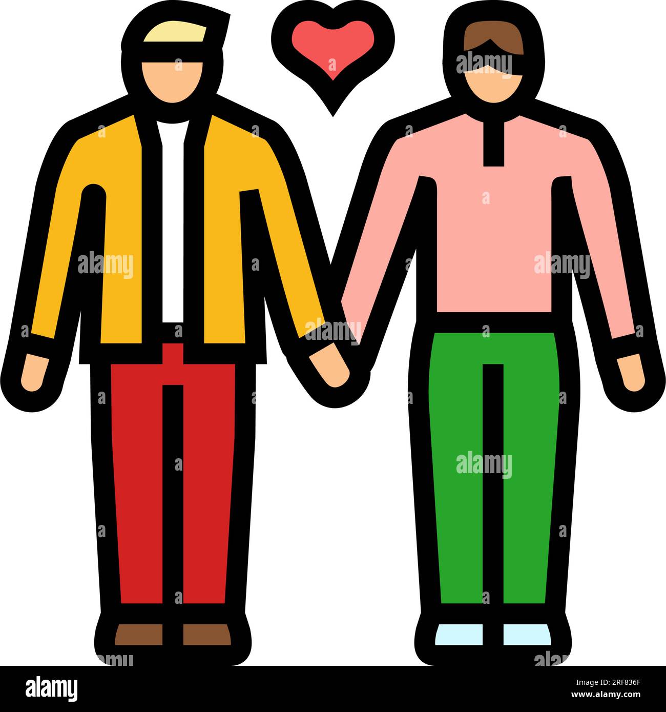 Gay Lgbt Couple Love Color Icon Vector Illustration Stock Vector Image