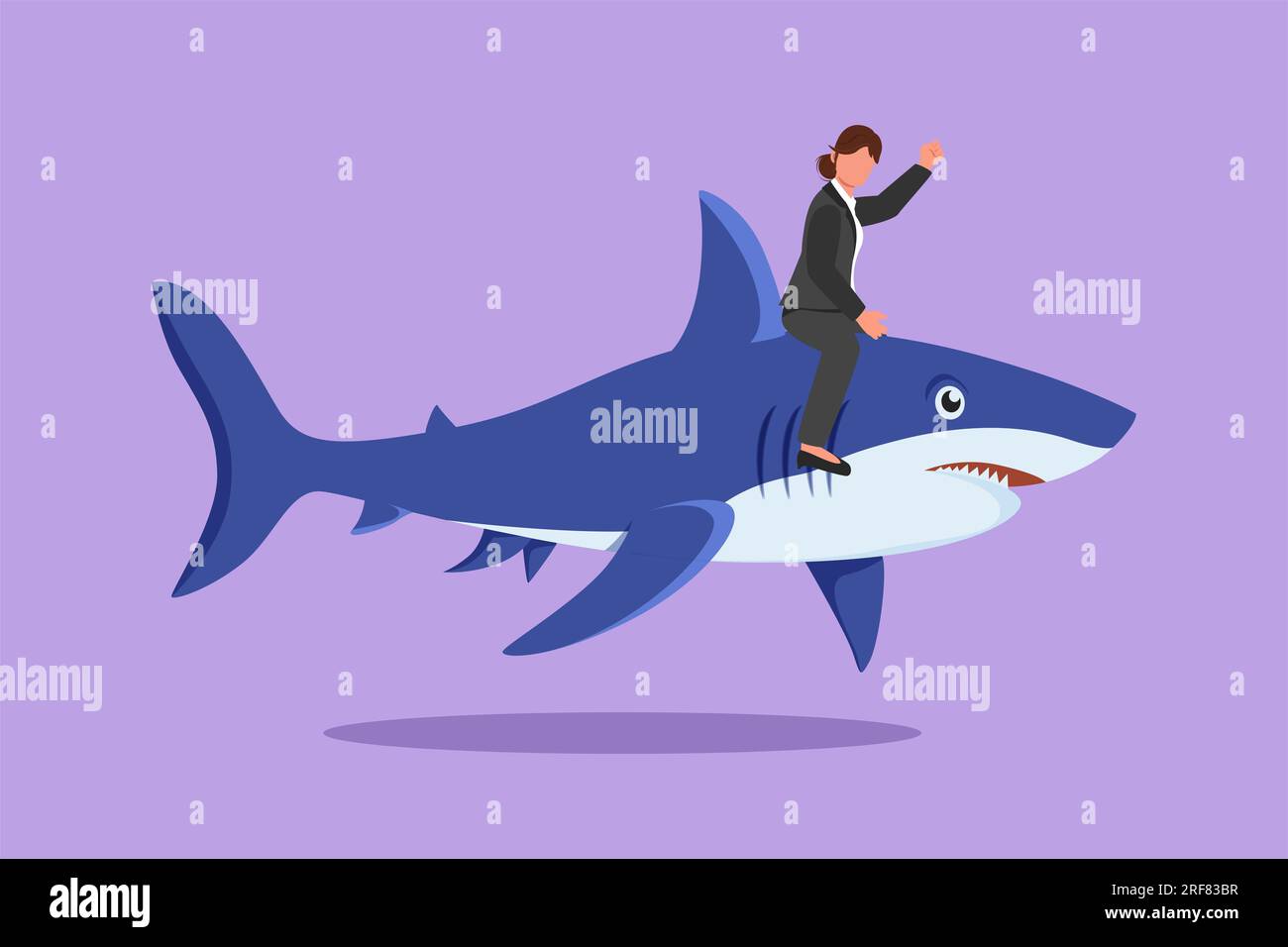 Character flat drawing of brave businesswoman riding huge dangerous ...