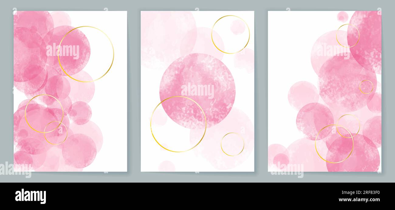 Set of watercolor covers with pink bubbles Stock Vector Image & Art - Alamy