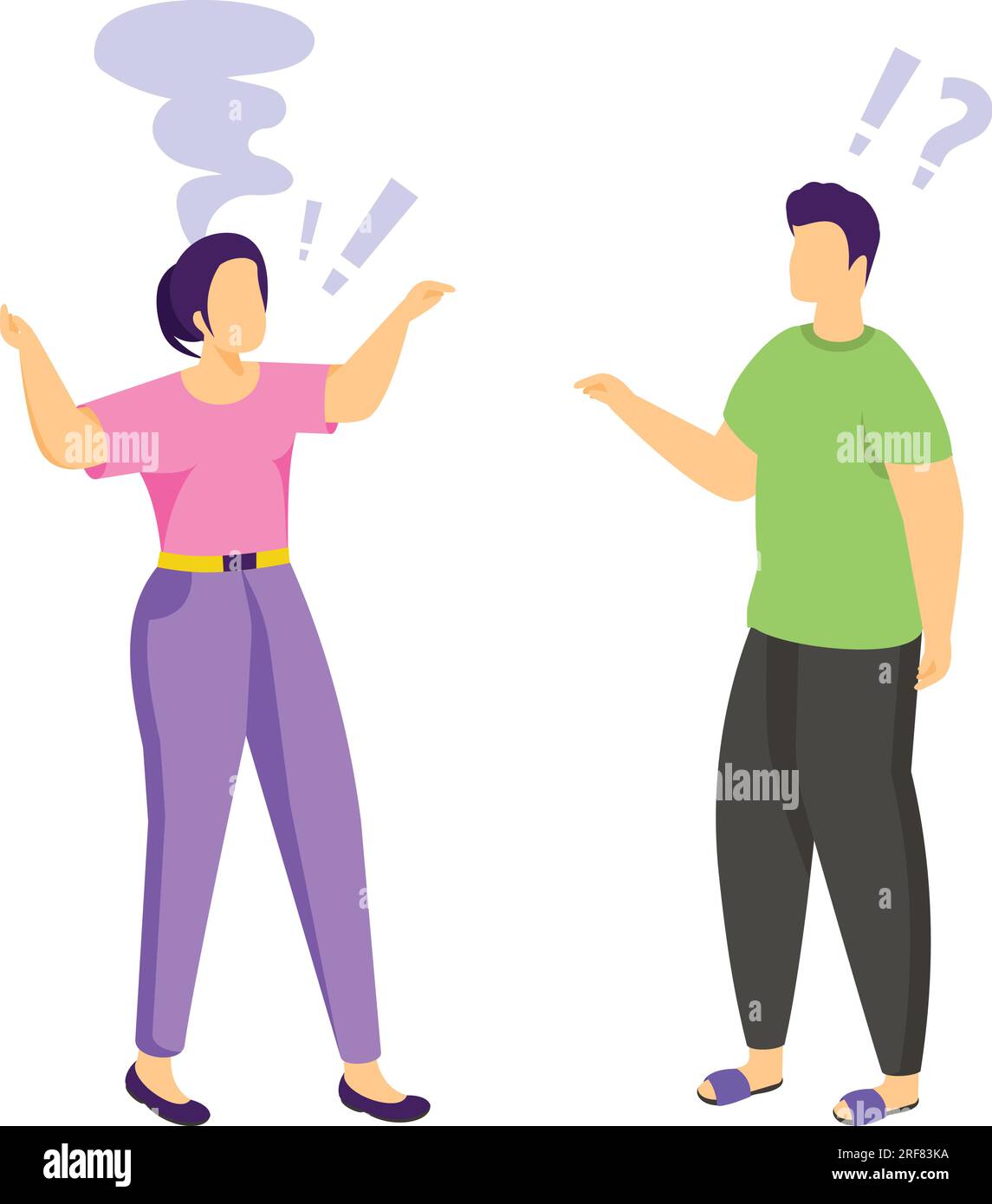 Angry Husband and Wife Shouting concept, Bickering Man and Woman vector ...