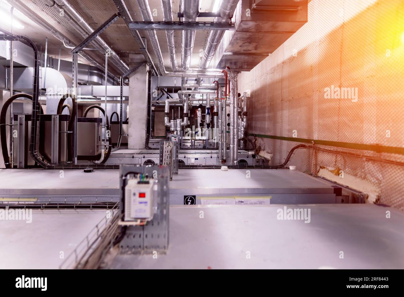 Pressure sensor in an industrial boiler room. Barometer in the heating ...