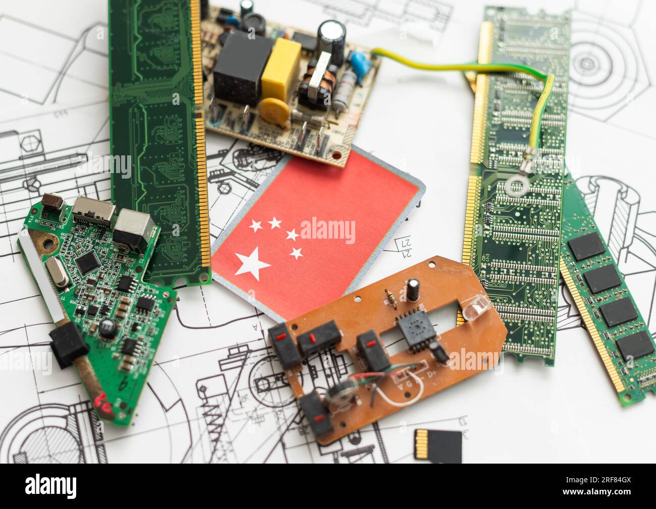Flag of the Republic of China on the Core of a Processor of a printed ...