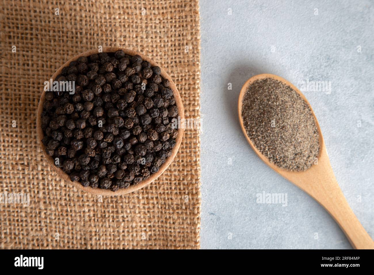 Ground black pepper with grains of black pepper,top view Stock Photo ...