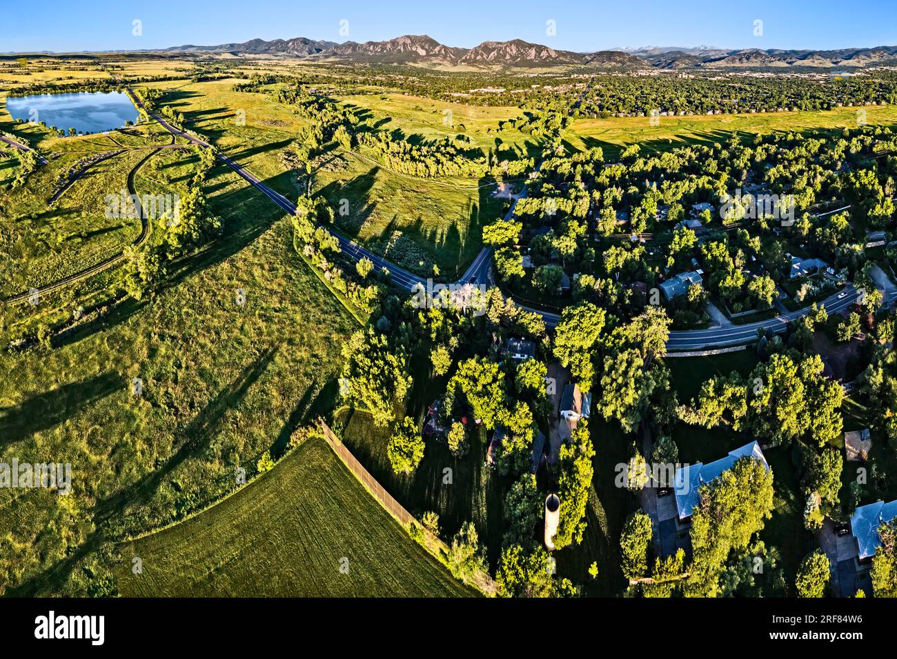 Drone Shot of the Boulder Flatirons incluidng a view of all of Suuth ...
