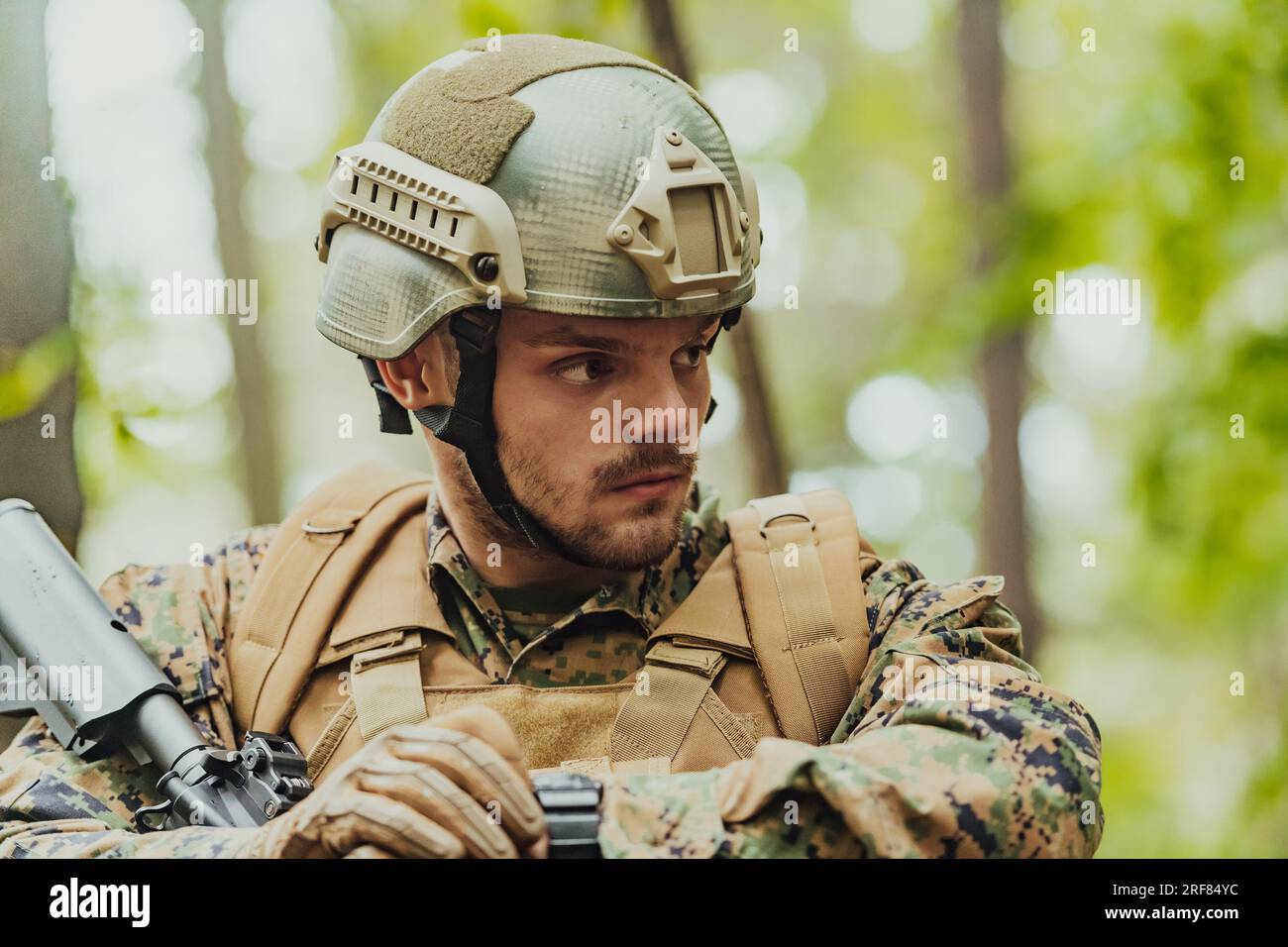 American marine corps special operations soldier preparing tactical and ...