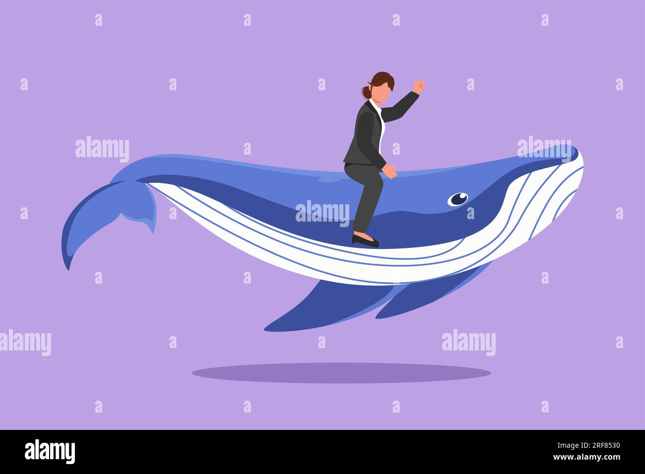 Graphic flat design drawing brave businesswoman riding huge dangerous ...