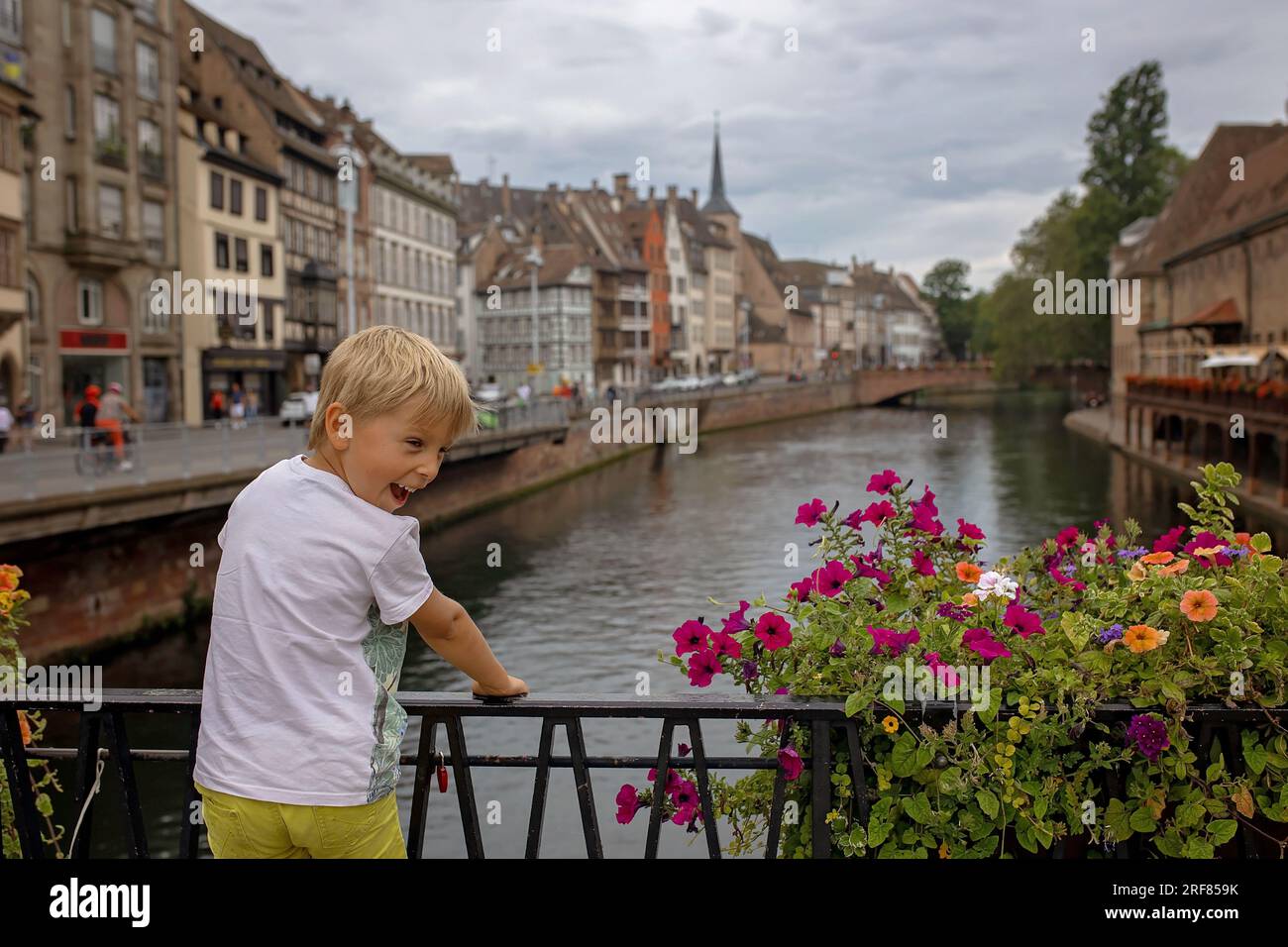 Beautiful family with children, boys, visiting Strasbourg in France ...