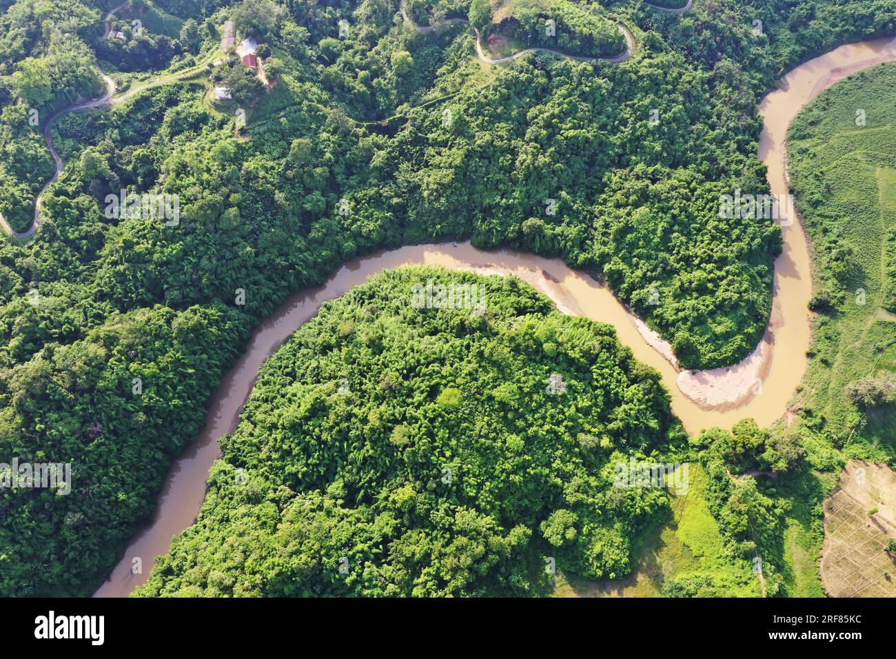Khagrachhari, Bangladesh - July 23, 2023: The crooked Chengi River ...