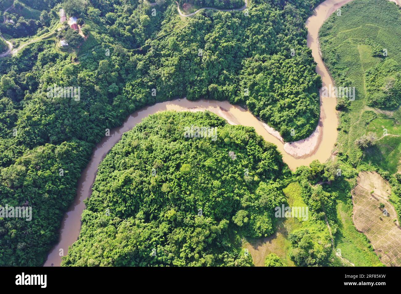 Khagrachhari, Bangladesh - July 23, 2023: The crooked Chengi River ...