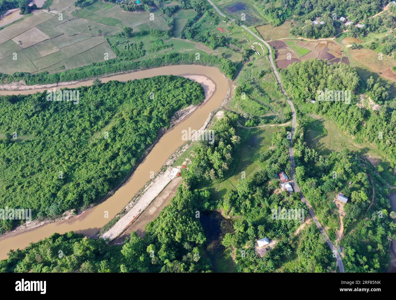 Khagrachhari, Bangladesh - July 23, 2023: The crooked Chengi River ...
