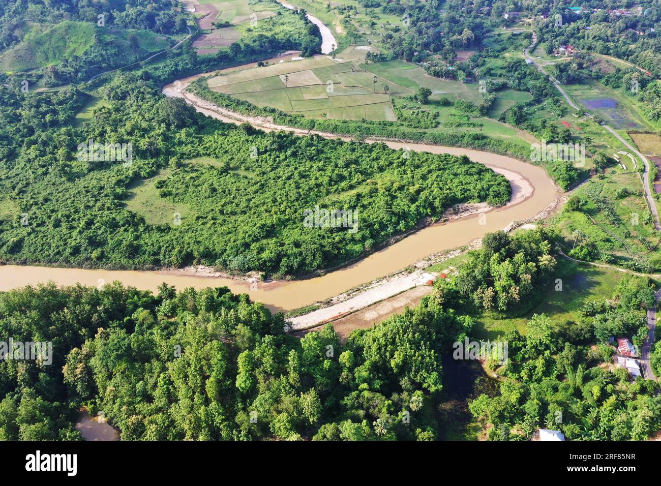Khagrachhari, Bangladesh - July 23, 2023: The crooked Chengi River ...