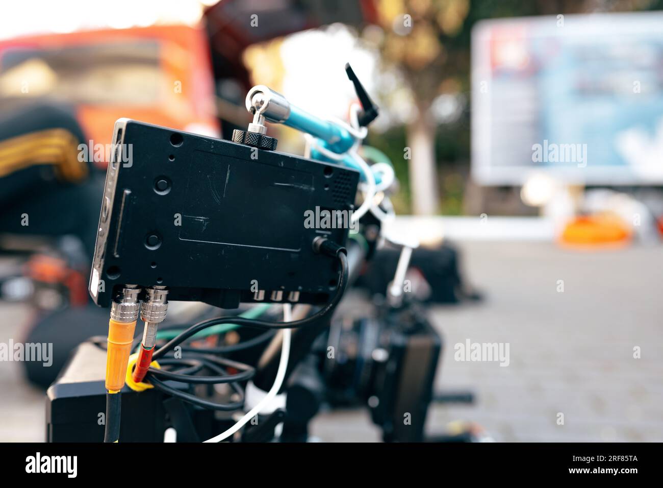 Professional shooting equipment on film set close up Stock Photo - Alamy