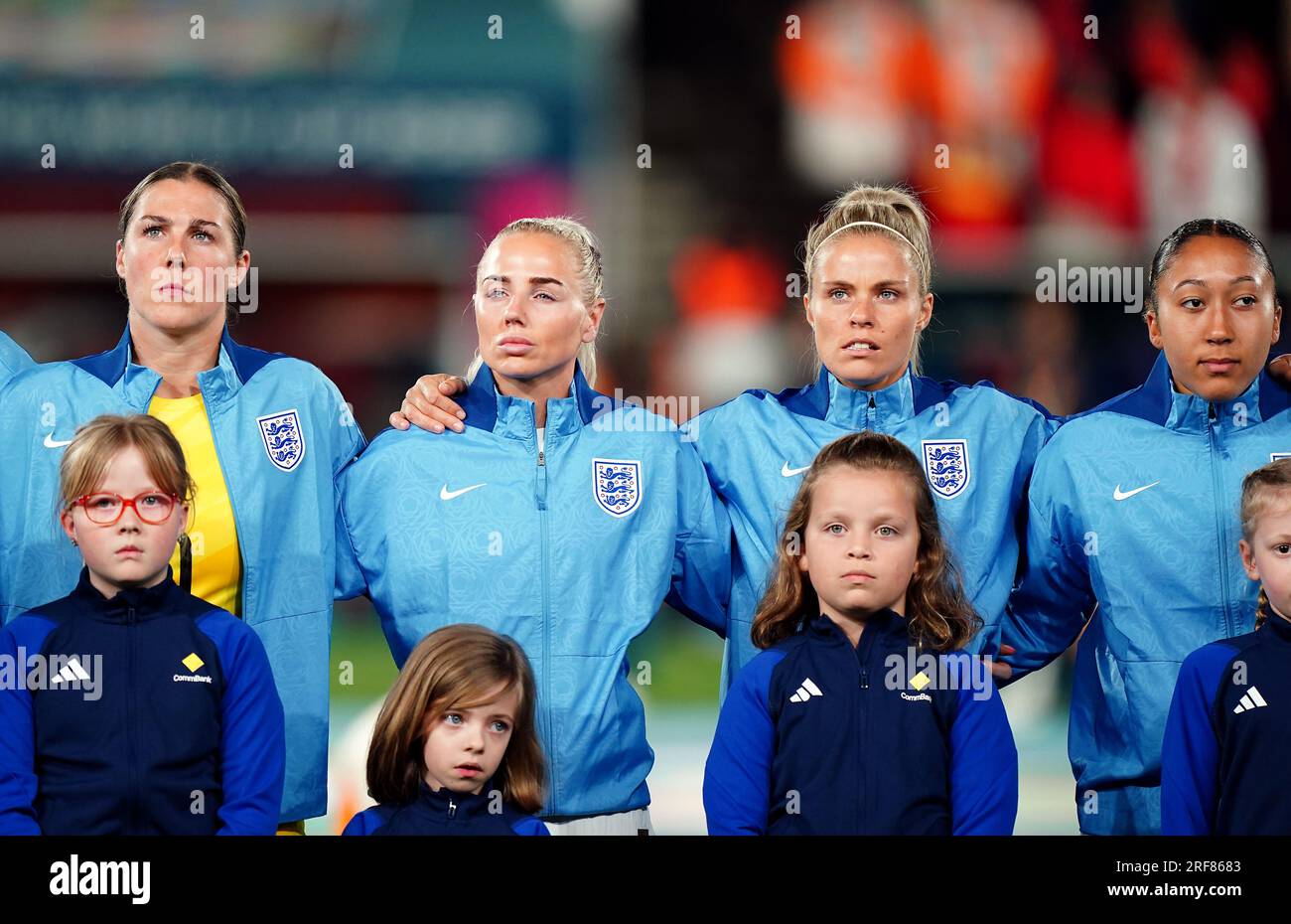 England goalkeeper Mary Earps, Alex Greenwood, Rachel Daly and Lauren ...
