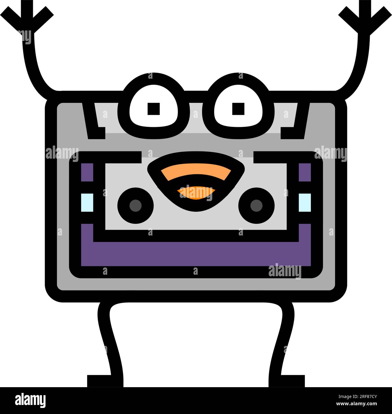 cassette tape character retro music color icon vector illustration ...