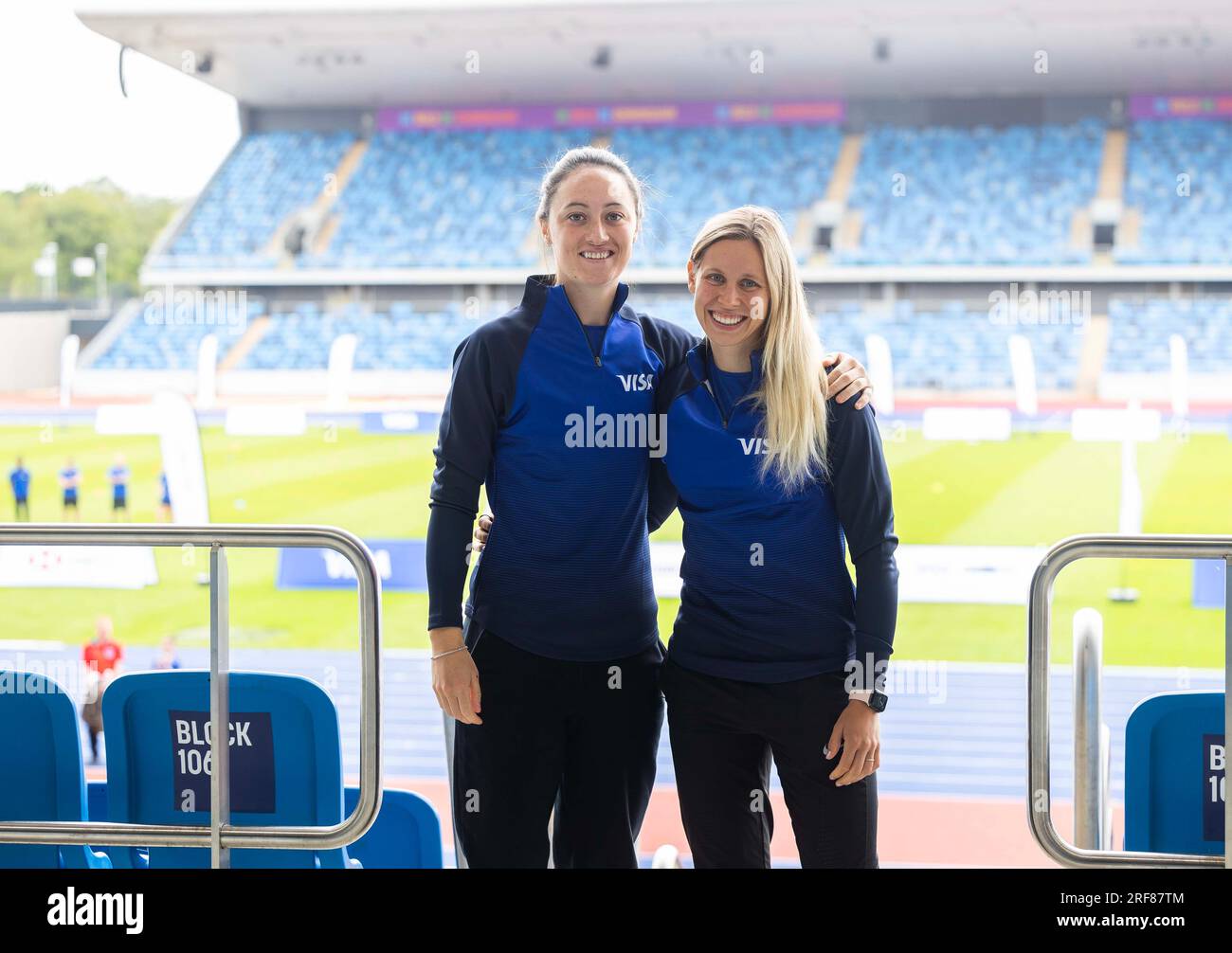 EDITORIAL USE ONLY Liverpool football player Megan Campbell (left) and ...