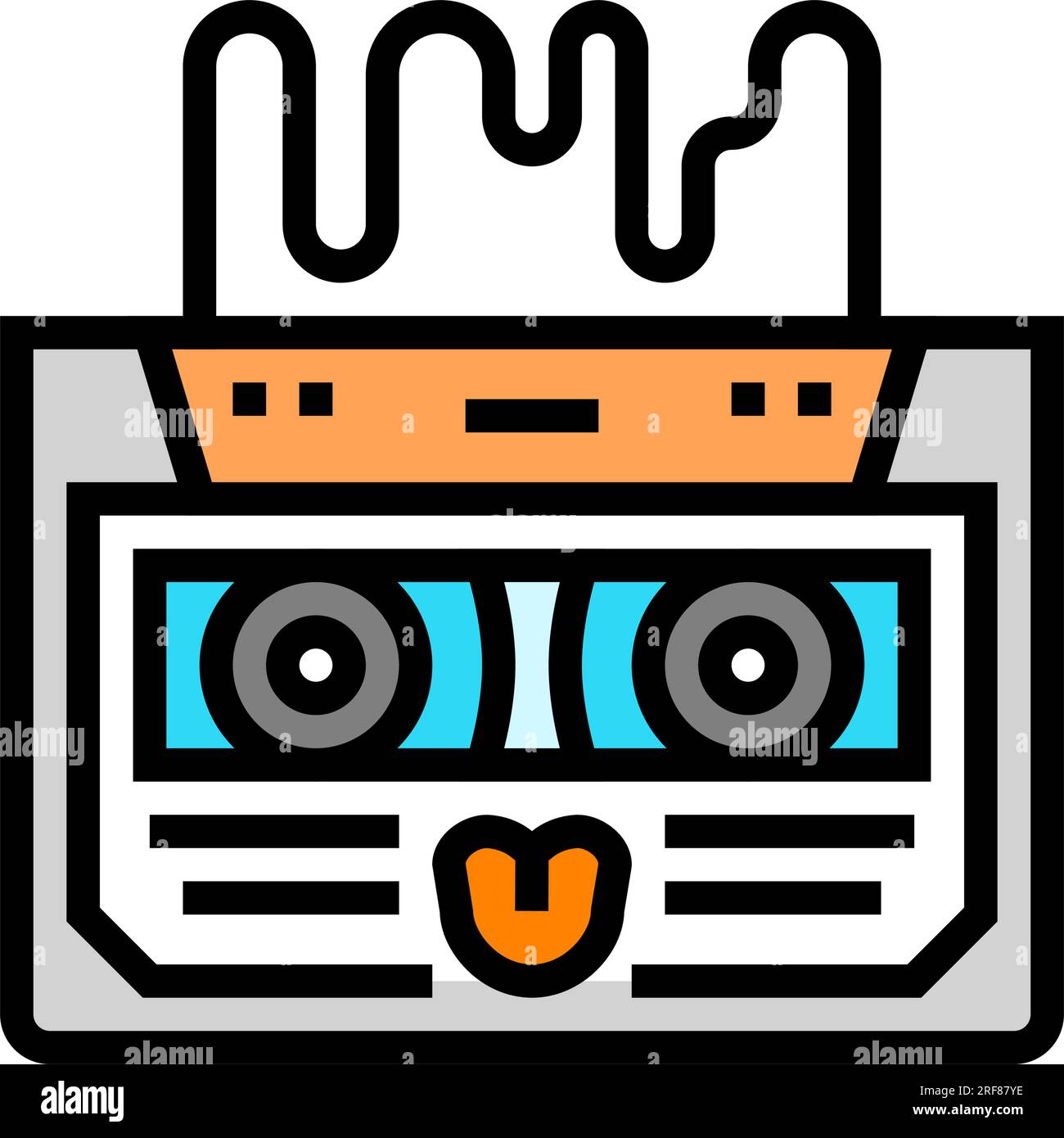 cassette tape music retro character color icon vector illustration ...