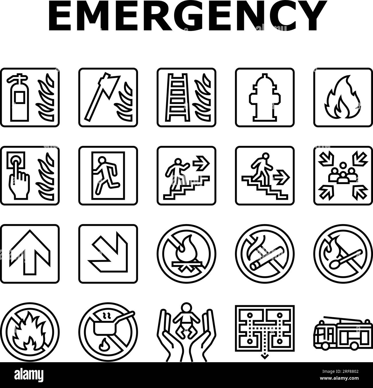 Emergency Safety Security Danger Icons Set Vector Stock Vector Image