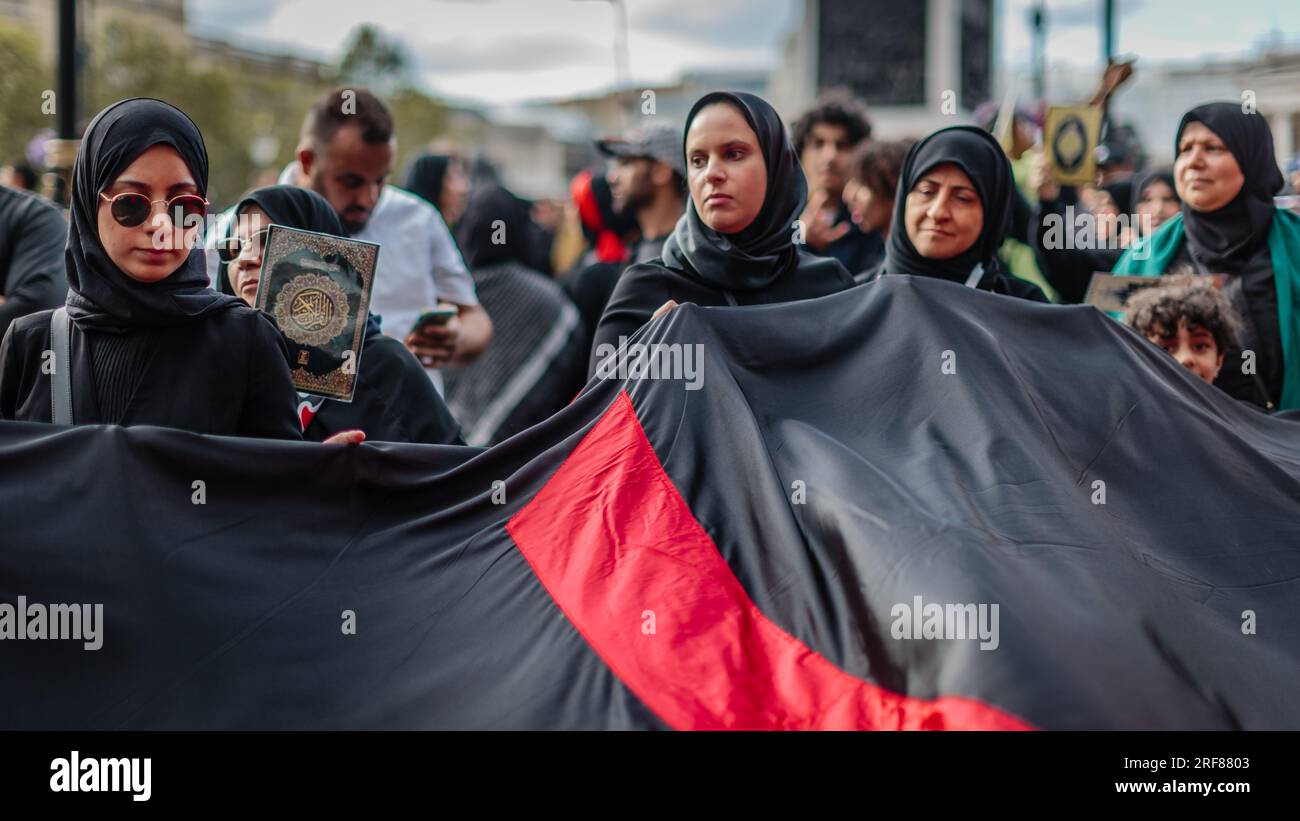 Shia Muslim women in London march on the occasion of Ashura Stock Photo ...