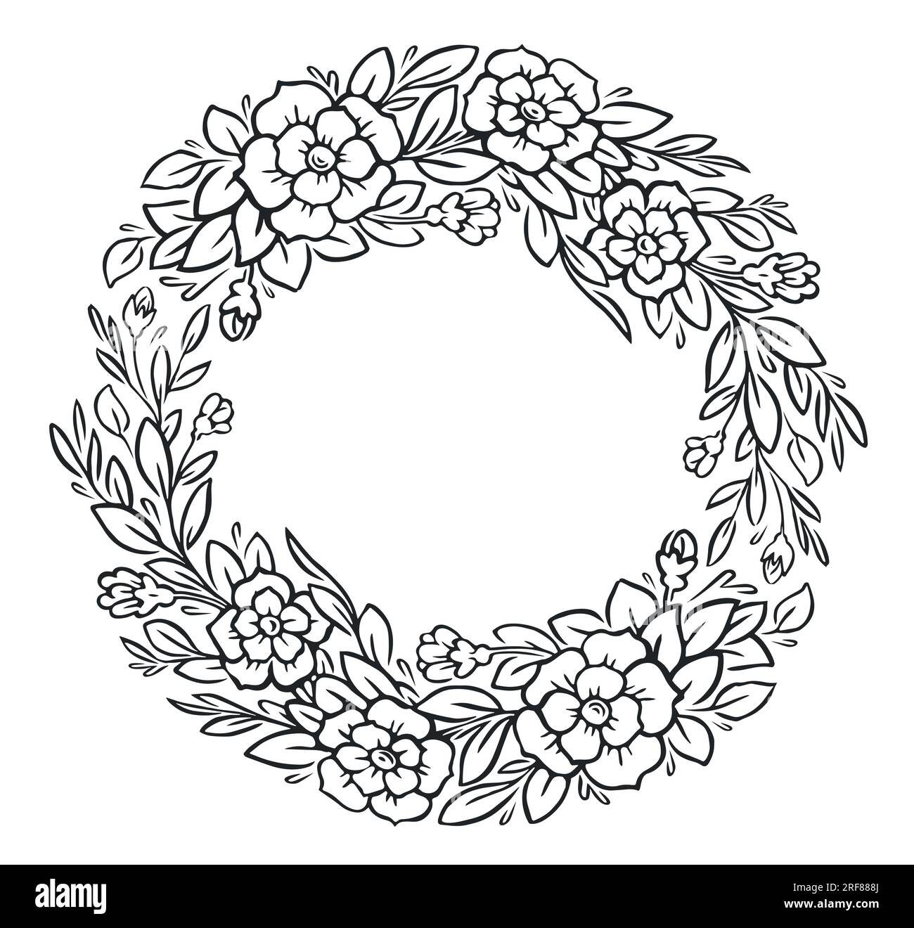 Engraving flower frame Cut Out Stock Images & Pictures - Alamy