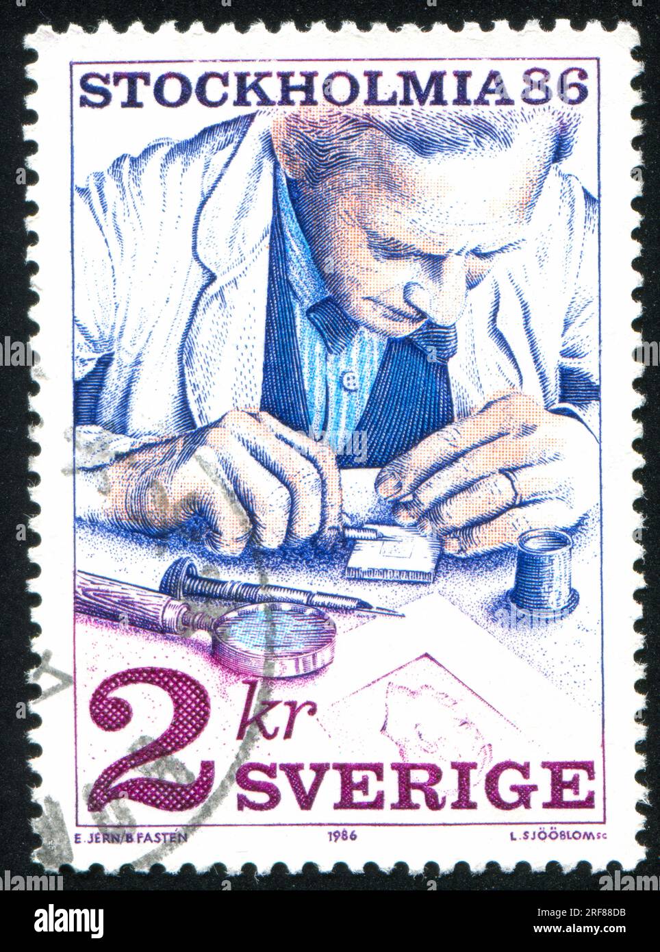 SWEDEN - CIRCA 1986: stamp printed by Sweden, shows Stamp engraver ...