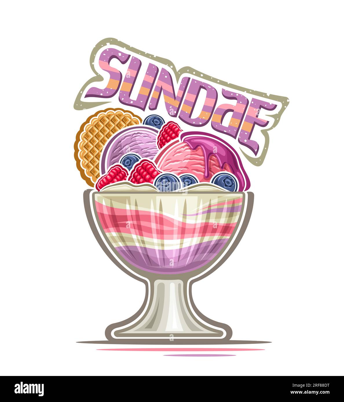 Vector logo for Sundae, decorative placard with cartoon design colorful ...