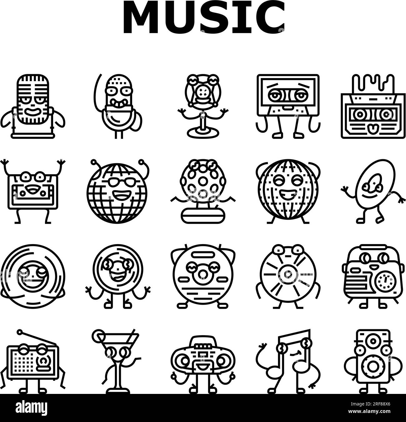 retro music character icons set vector Stock Vector Image & Art - Alamy