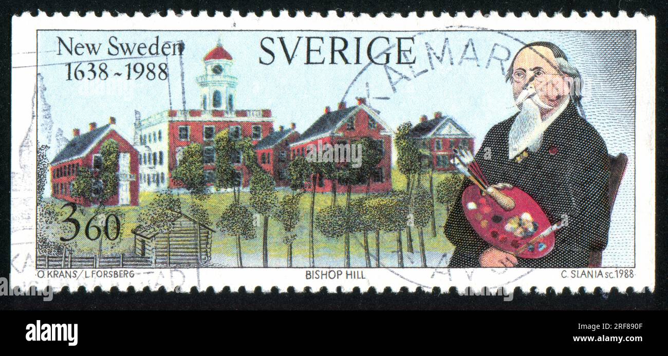 SWEDEN - CIRCA 1988: stamp printed by Sweden, shows Bishop Hill and ...