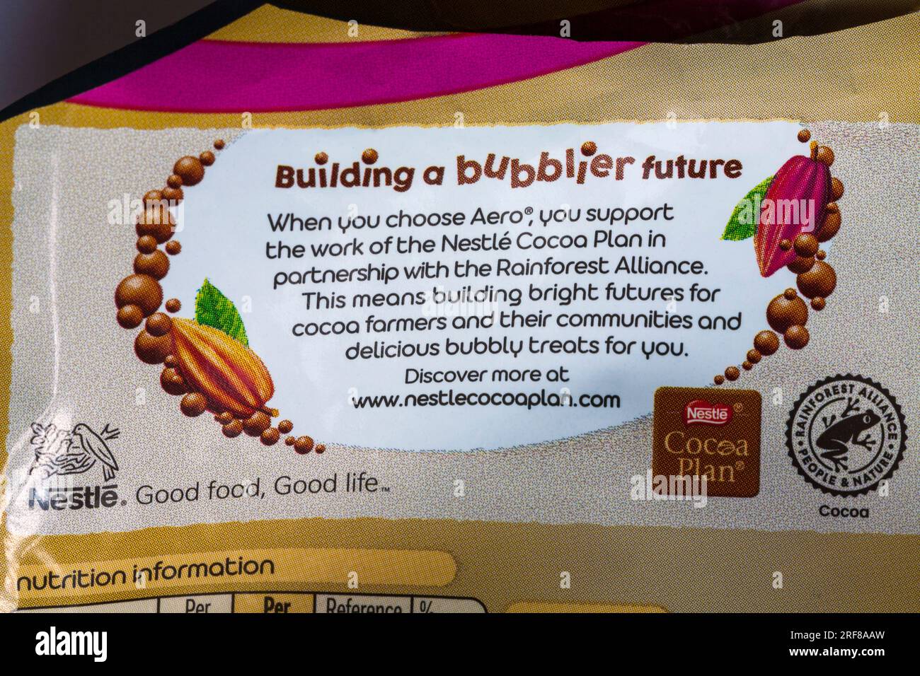 Building a bubblier future - detail on packet of Nestle Stock Photo - Alamy