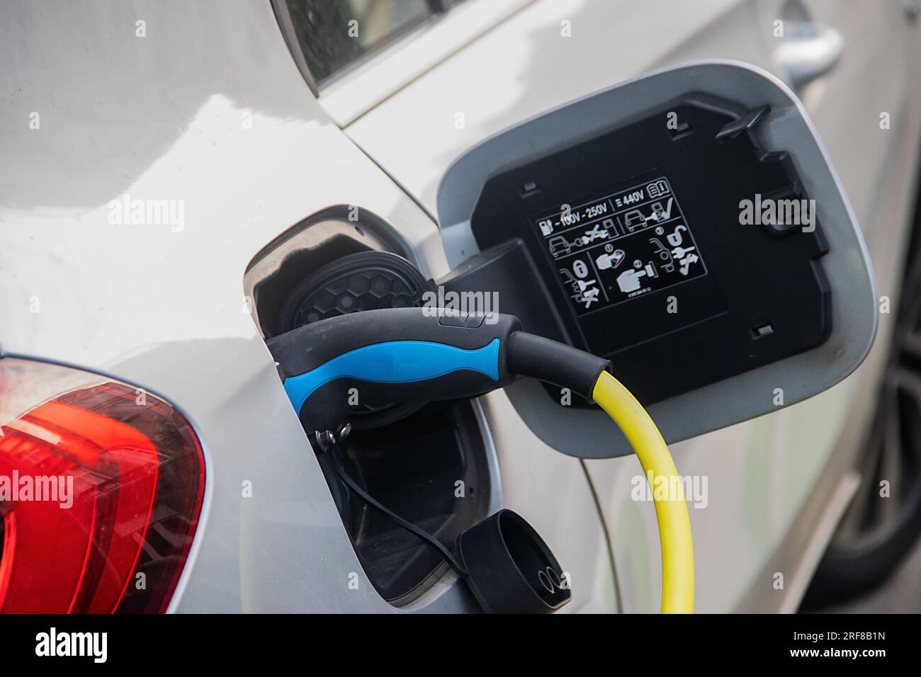 Public charging station for EV (electric vehicle), vehicle connected to ...