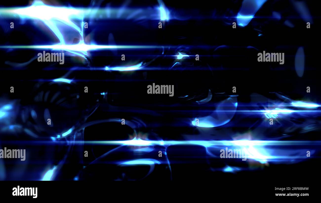 electrical blue glowing diaphanous crystalline bubbles on black ...